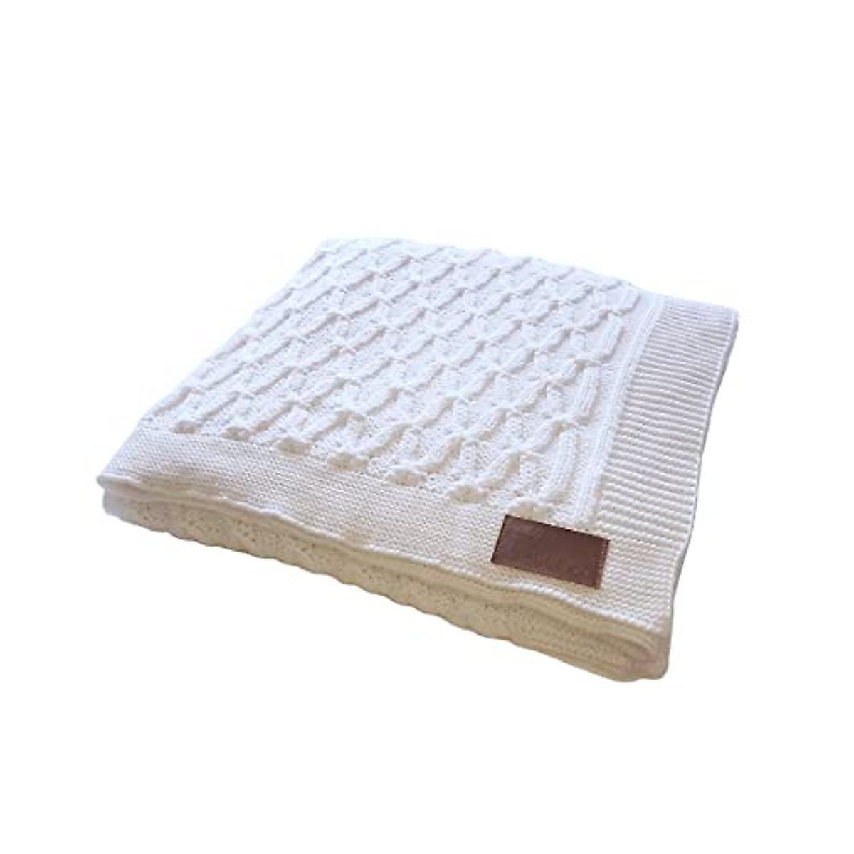 Soft Knit Baby Blanket 100% Organic Cotton GOTS Certified, Swaddle, Receiving and Stroller Blankets, White Neutral for Boy, Girl, Newborn, Infant and Toddler 40 x 30 inches