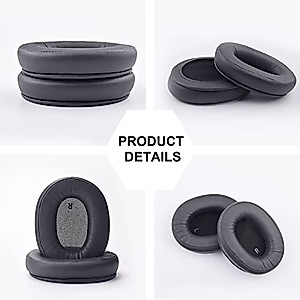 Replacement Ear Pads Cushions, Earpads Compatible with Audio-Technica ATH-SR9 ATH-DSR9BT ATH-DSR7BT Headphones Earpads with Soft Protein Leather (Black)