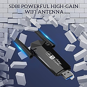 USB WiFi Adapter, Ortiny 1300Mbps WiFi USB Dual Band 5G/2.4G Wireless Network Adapter for Desktop Laptop PC, Dual Band WiFi Dongle Wireless Adapter for Supports Windows 11/10/8/7, Mac OS 10.9-10.15