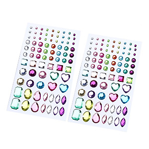 SEWACC 2 Sheets DIY Acrylic Rhinestone Stickers Assorted Shapes Sizes Self-Adhesive Gems for Crafts Decorations
