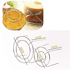 FashionMall 2 Pcs Stainless Steel Cake Cooling Rack Round,Cooling Stand with Four High Legs For Cooking Baking,7 Inch And 5 Inch