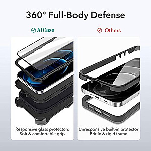 Defense iPhone 12 Case iPhone 12 Pro Case with Two Screen Protector 3 Layer Rugged Heavy Duty Cases for iPhone 12/ iPhone Pro,6.1 inch 2020 (Black)