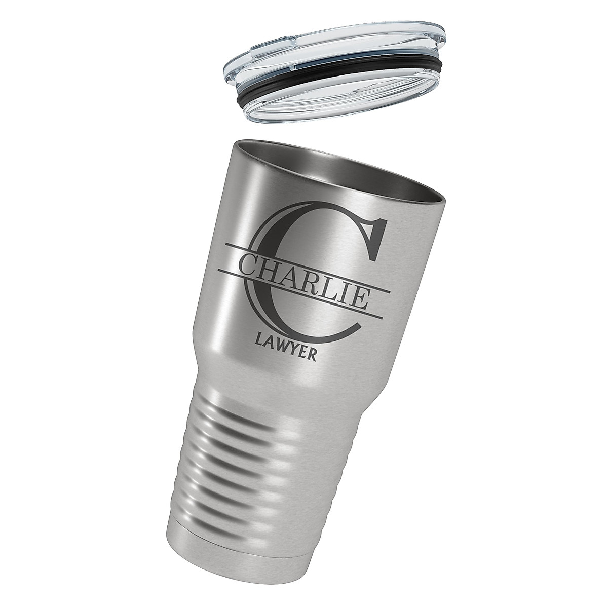 Personalized 30oz (17 Colors) Insulated Stainless Steel Tumbler Cup with Lid, Custom Etched, Customized Engraved Father’s Day Gift Idea for Women Men Her Him, Halpert Monogram Initial Name (Stainless)