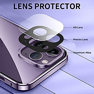 Jonwelsy Anti Peeping Case for iPhone 14 Pro Max, 360 Degree Front and Back Privacy Tempered Glass Cover, Anti SPY Screen, Anti Peep Magnetic Adsorption Metal Bumper for iPhone 14 Pro Max (Purple)