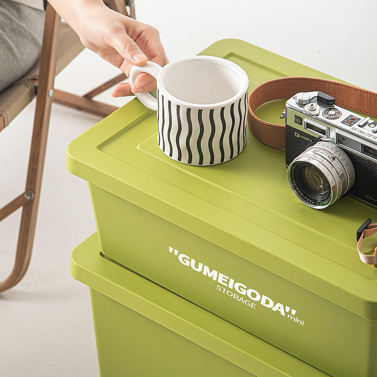 Storage Bins With Lids Set of 4, Green Stackable Boxes,Lid Buckles Bins,Garage container,Shelves, Office,Bedroom,Outdoors Plastic Storage Box for Organizing clothes,books,snacks,sundries（Green,4M）