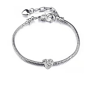 NARTGO Heart Sparkling Star Sweet 16 Birthday Charm Compatible with Pandora Charms Bracelets