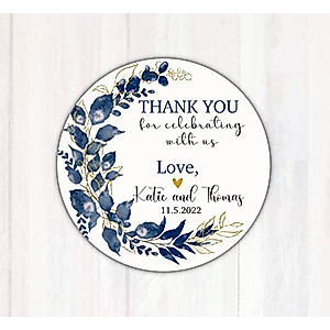 60 2-Inch Eucalyptus Thank You Stickers Labels - Personalized Thank You Stickers for Wedding Favors