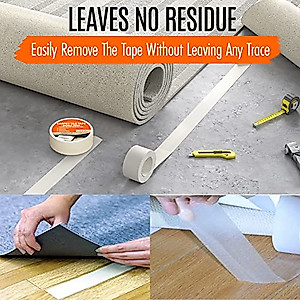 ALL FLOORING NOW Double Sided Tape Heavy Duty Carpet Tape 2in x 90ft For Carpet Tiles, Rug Tape, Vinyl Flooring, Indoor Outdoor Carpet, Grip Tape, Rug Tape Hardwood Floor Double Stick Tape Rug Gripper