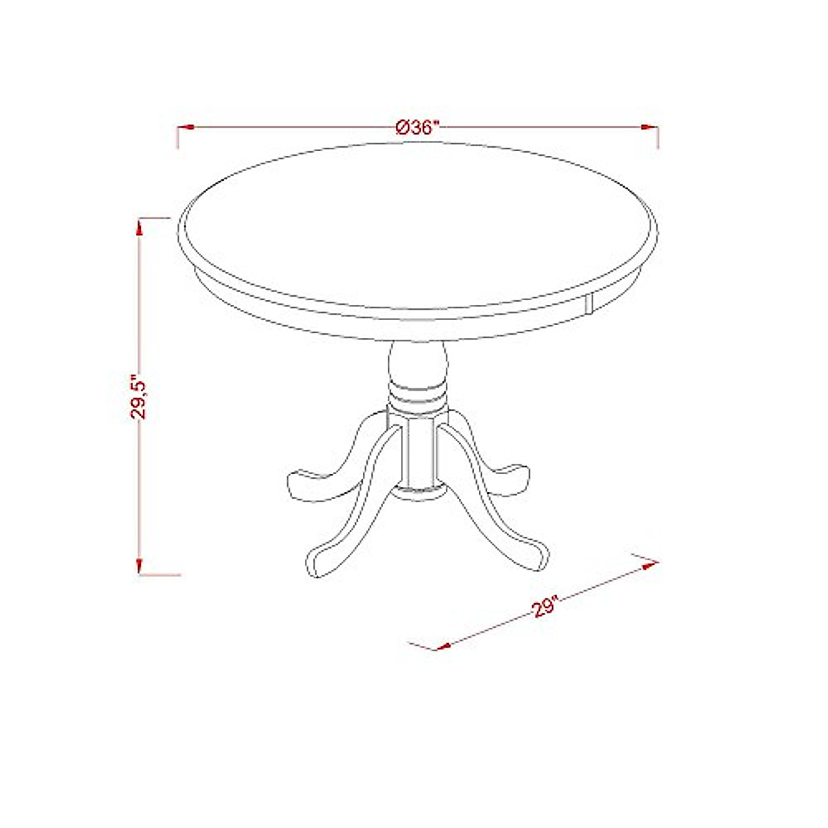 East West Furniture ANAB5-LWH-02 5Pc Round 36" Table and 4 Parson Chair White Leg and Linen Fabric Light Beige