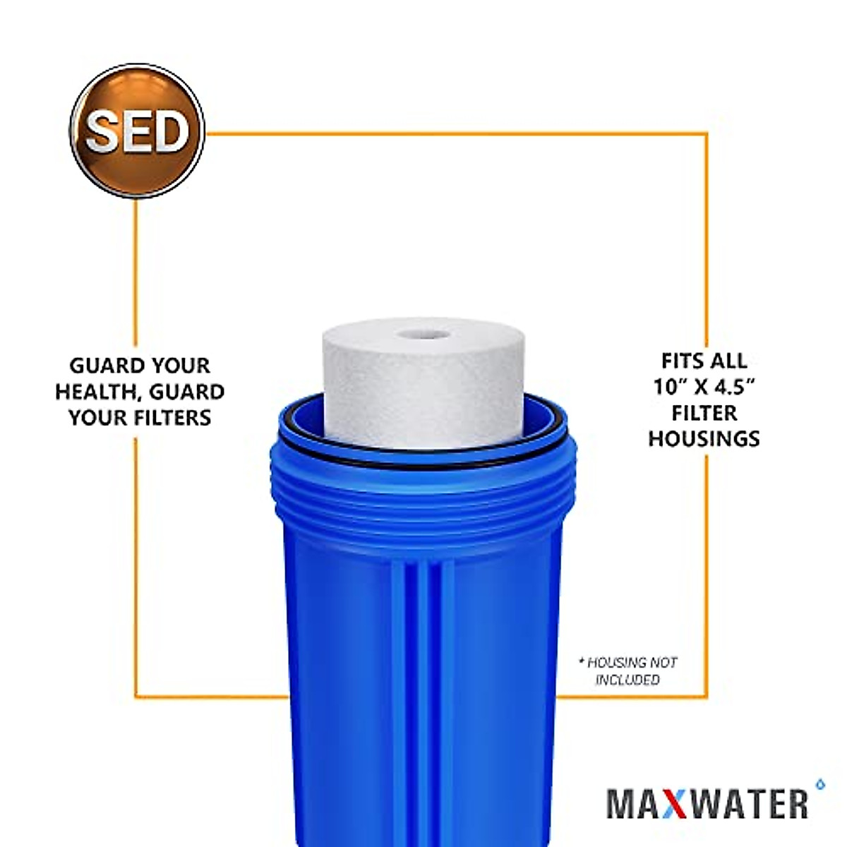 Max Water 5 Micron 10 inch x 4.5 inch Whole House Melt-Blown Polypropylene Sediment Water Filter Replacement Cartridge (Pack of 20)