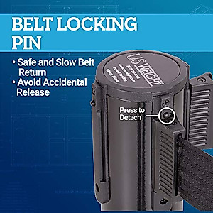 US Weight - U2102EXT Heavy Duty Premium Steel Crowd Control Stanchion with Extended 13-foot Retractable Belt, Black, Two Pack