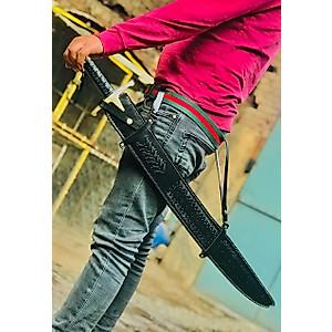 NoonKnives:Ertugrul Series (ErtugrulSword) custom made totally, carbon steel balde handle leather strip