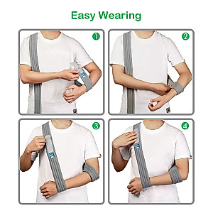 Unizooke Arm Sling - Medical Support Strap for Broken & Fractured Bones - Adjustable Shoulder, Rotator Cuff Full Soft Immobilizer - For Left, Right Arm, Men Women(Simple/Lightweight/Comfortable)