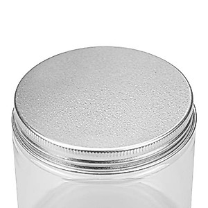 Tebery 18 Pack Clear Plastic Jars Bottles Containers with Silver Metal Lids 12oz & 5oz Transparent Storage Container for Slime Kitchen Dry Goods and More