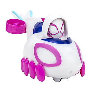 Marvel Spidey and His Amazing Friends - Ghost-Spider Glow N’ Go Copter Feature Vehicle, 8-Inch - Lights Show Effect, Sounds, Built-in Super Hero, Manual Propellers