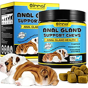 Anal Gland Soft Chew Treats, Dog Fiber Supplement for Anal Glands with Pumpkin, Digestive Enzymes, Gland Support Soft Chews for Dogs Digestive & Gut Health, Normal Bowel Function