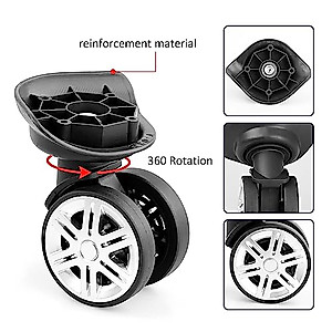 Baoblaze Luggage Suitcase Wheels Travel Suitcases Wheels Left & Right 360 Degree Rotation Double Row Swivel Caster Wheels for Carrier Travel Suitcases