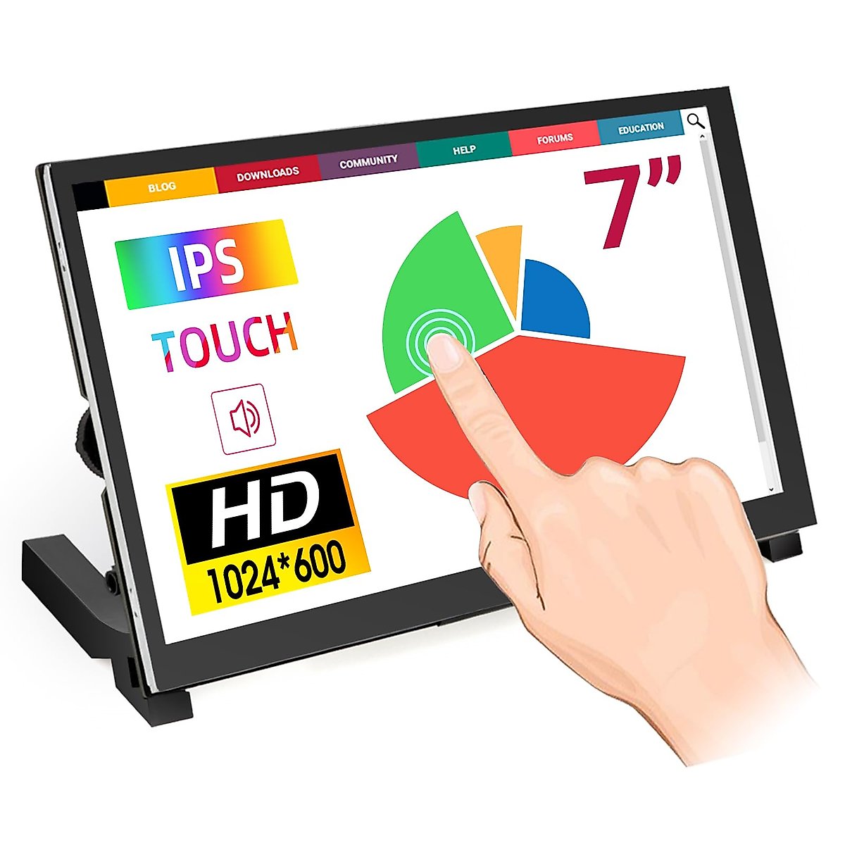 ELECROW 7 Inch Monitor 1024x600 Portable Touchscreen Monitor for Laptop Compatible with Raspberry Pi Banana Pi Jetson Nano Computer