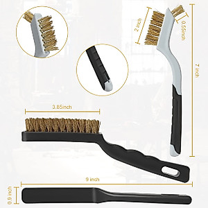 VASTOOLS Wire Brushes Cleaning Set 6Pc, 9" and 7", Wire Brushes for Cleaning Welding Slag, Rust and Dust. Includes Brass, Nylon, Stainless Steel Brushes with Strong Handle