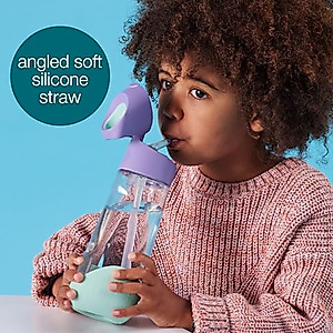 b.box 20oz Tritan Straw Bottle | Large, Modern Water Bottle with Flip Straw for Kids | Spill Proof, BPA Free (Emerald Forest, 20 oz)