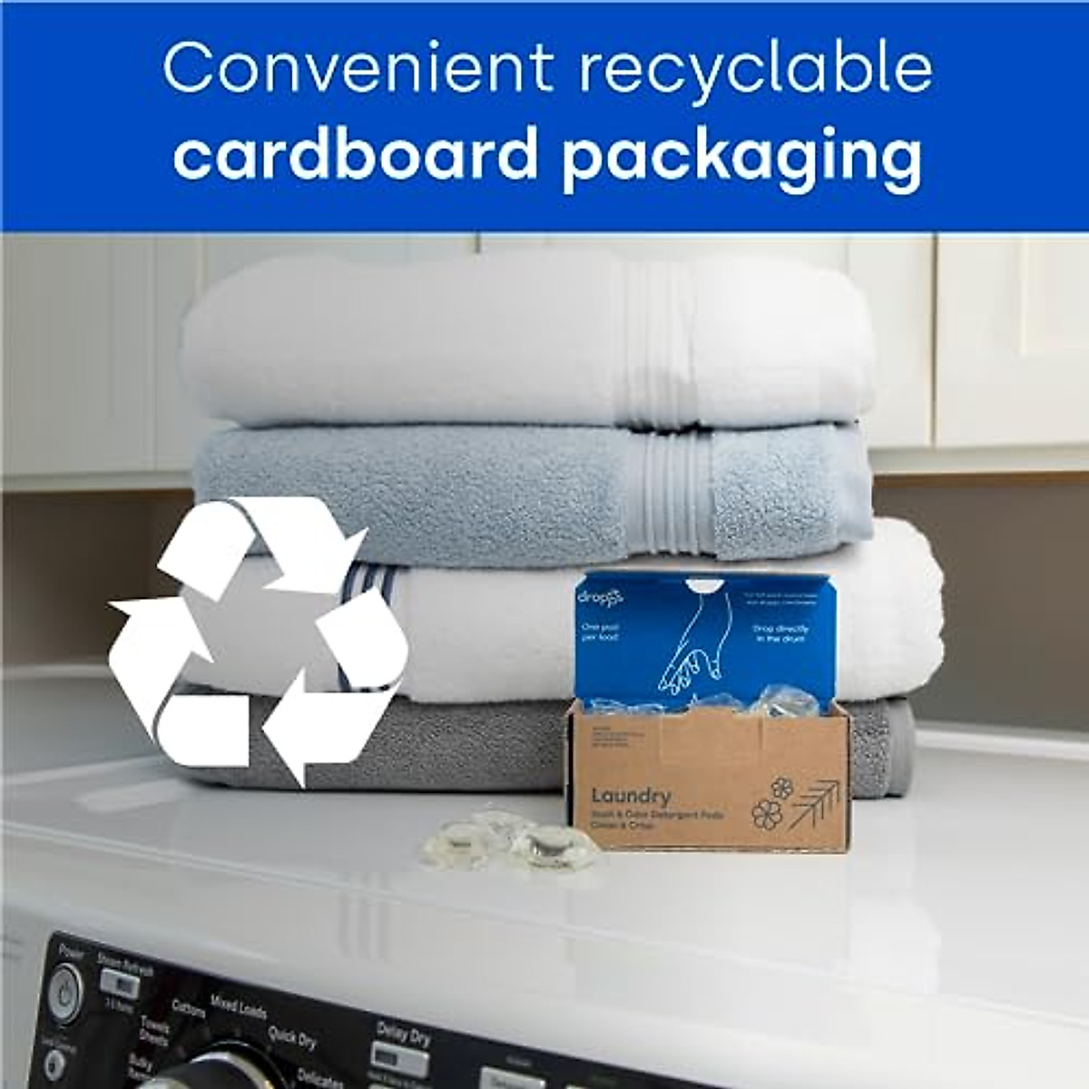 Dropps Stain & Odor Laundry Detergent | Clean & Crisp, 32 Pods | Low-Waste Packaging | Works In All Machines - High Efficiency (HE) Compatible | Powered by Natural Plant-Based Ingredients