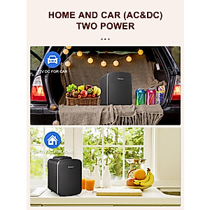 Mini Fridge, 3.7 Liter/6 Can Portable Cooler and Warmer Personal Refrigerator for Skin Care, Cosmetics, Beverage, Food,Great for Bedroom, Office, Car, Freon-Free (Black2)