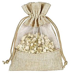 HRX Package Burlap Sheer Bags 5x7 inches, 12pcs Jute Fabric Drawstring Gift Bag Jewelry Pouches for Candy Wedding Party Favor Christmas