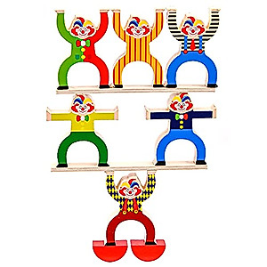 Xylolin Wooden Circus Clowns Stacking Toys, Jester Balance Blocks Game for Kids, Toddler Wood Toy Stacking and Balancing Blocks Set
