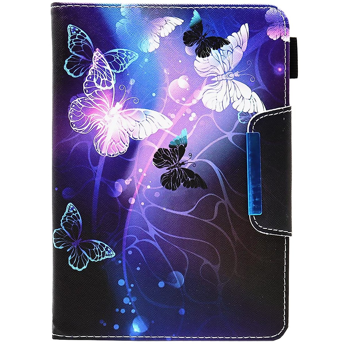 Nannxiebky Universal 10 10.1 Inch Android Tablet Case, Multi-Angle Viewing Stand PU Leather Wallet Tablet Case for 9 10 10.1 Inch and More 9.0" - 10.5" Tablet, Purple Butterfly