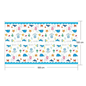 THEMEPT 2 PCS Sea Ocean Life Animals Fish Whale Crab Octopus Theme Tablecloth Cover for Kids Birthday Wedding Baby Shower Party Supplies and Decoration 71 * 43 inch