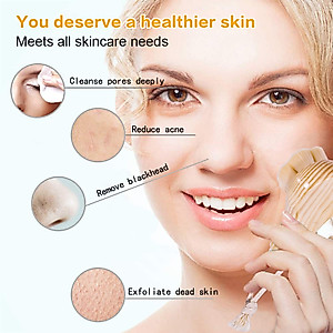 Beomeen Facial Cleansing Brush for Face Exfoliation, Ultra Fine Soft Bristle Face Brush for Deep Pore Cleansing, Wooden Handle Skin Cleaning Scrubbers for Men and Women