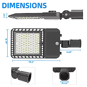 300W LED Parking Lot Light,5500K Adjustable Slip Fit Mount with 1000W Metal Halide/HPS Replacement,IP65 Waterproof, 39000 Lumens Outdoor LED Commercial Lighting for Stadium,Roadways,Street Light