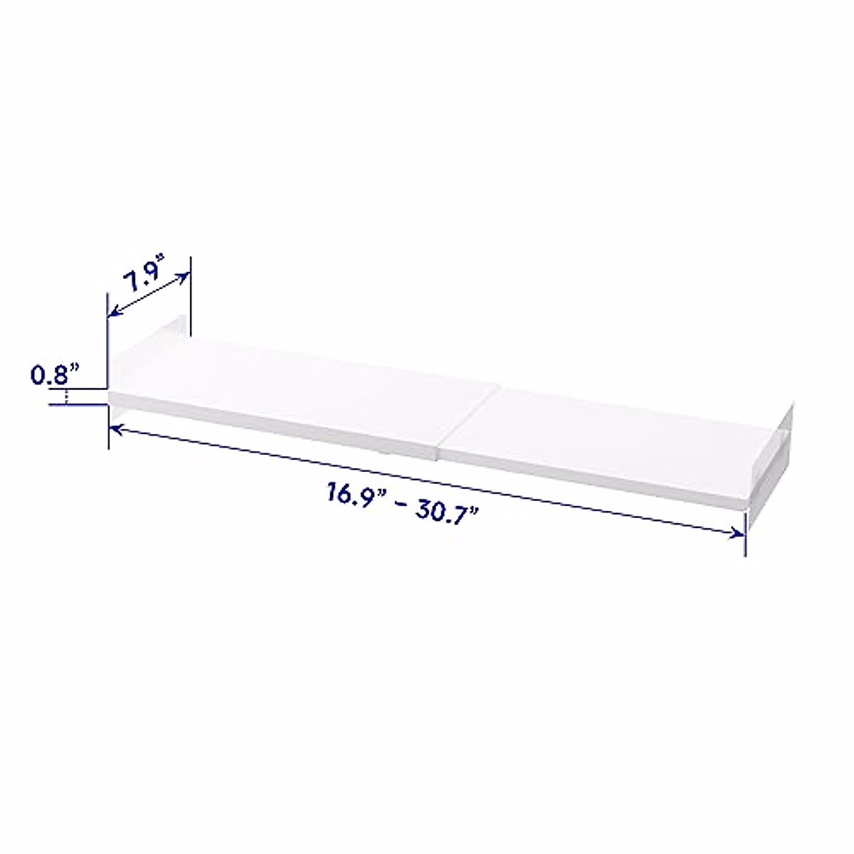 KIKIBRO Expandable Closet Shelf Organizer, Adjustable Shelves, Extendable Storage Shelving Rack Divider for Cabinet Pantry Cupboard Kitchen (2, White Small)