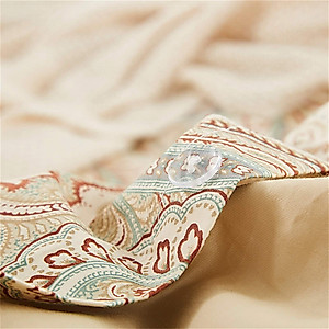 ABREEZE Cotton Damask Queen Duvet Cover Set Paisley Bedding Set 1 Duvet Cover with 2 Pillowcases 100% Egyptian Long-Staple Cotton Khaki,3pcs