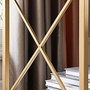 Leick Home Gold Metal and Wood Night Stand Nightstand, Walnut