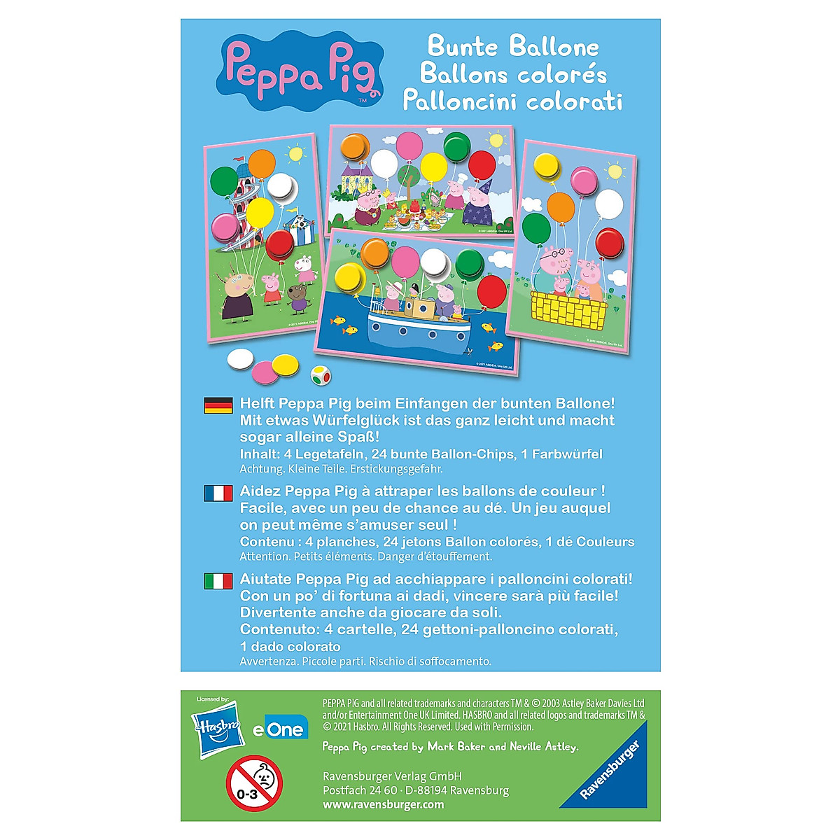Ravensburger Gift Game 20853 Peppa Pig Colourful Balloons Funny Colour Dice Game for Children from 3 Years, Peppa Pig Gift, Peppa Pig Puzzle