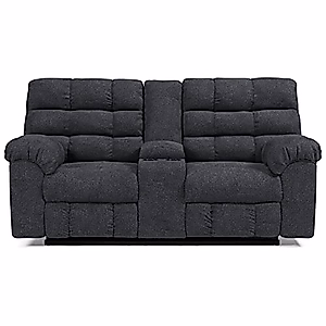 Signature Design by Ashley Wilhurst Reclining Loveseat with Console, Almost Black