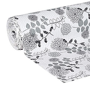 Duck Smooth Top EasyLiner Non-Adhesive Shelf Liner, 12 in x 10 ft Each Roll, Floral Midnight Bloom and White