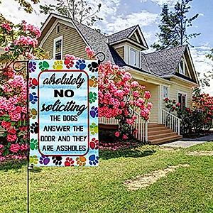 FANDEER Absolutely No Soliciting The Dogs Garden Flags Decorative Outdoor Flags Simple and Light 12 X 18 Inches Double Sided