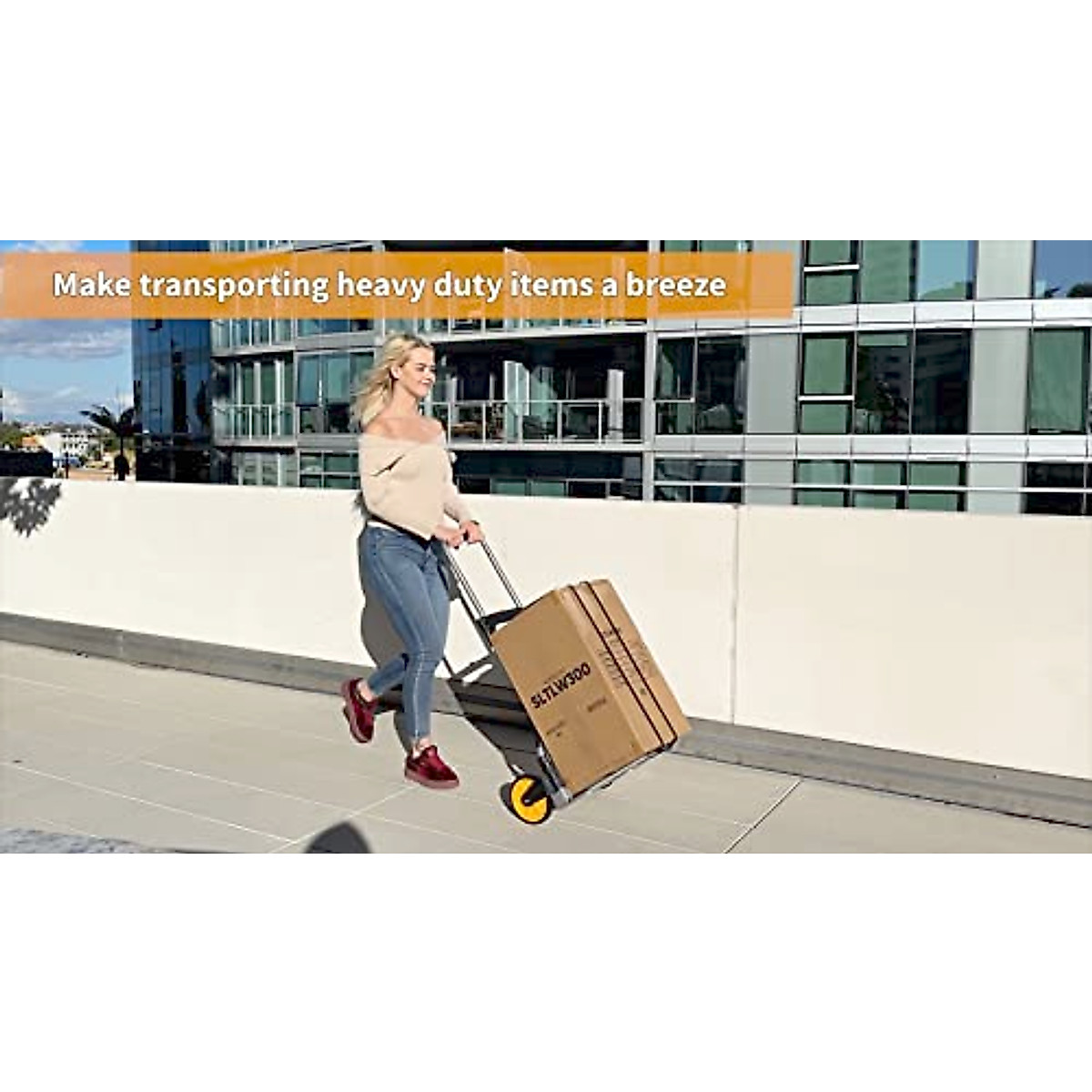 Mount Plus A1 Compact Folding Hand Truck and Dolly with Capacity of 264lbs | Aluminum Heavy-Duty Luggage Trolley Cart with Telescoping Handle and Rubber Wheels | Good for Indoor Outdoor Moving Travel