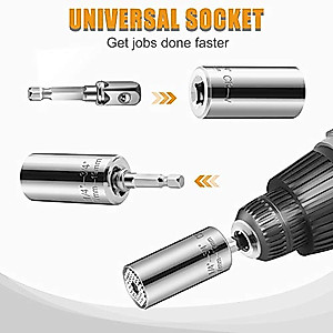 Gifts for Men Dad Boyfriend, Universal Socket, Universal Socket Tools, Mechanic Tools with Power Drill Adapter(7-19mm) Socket Grip, Gift Ideas for Dad, Husband, Boyfriend.