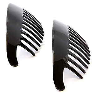 Camila Paris CP2872/2 French Hair Side Combs, Black Interlocking Combs French Twist Hair Combs, Strong Hold Hair Clips for Women Bun Chignon Up-Do, Styling Girls Hair Accessories, Made in France