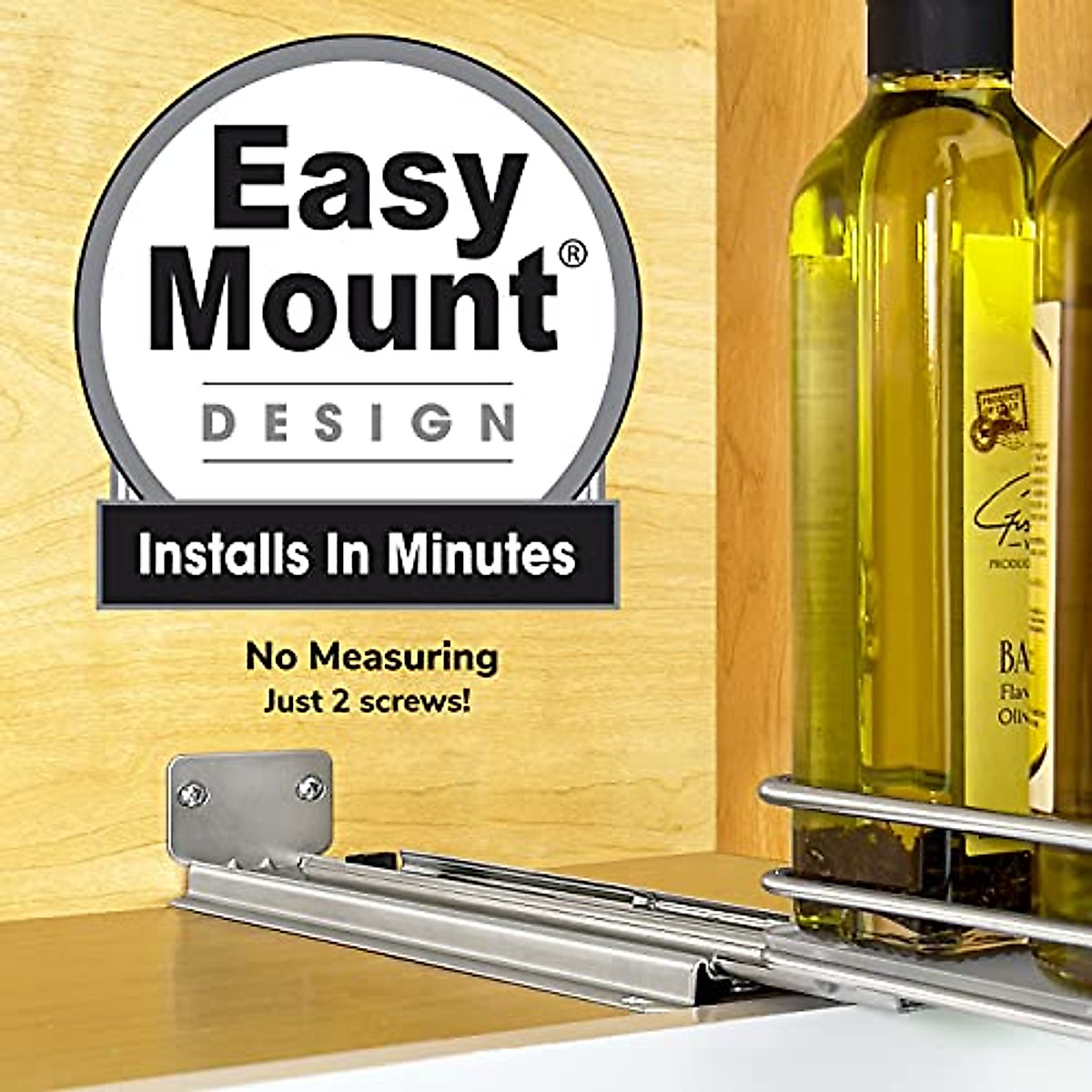 LYNK PROFESSIONAL® Pull Out Spice Rack Organizer for Cabinet - Lifetime Limited Warranty - Slide Out Rack - 4-1/4 inch Wide Sliding Spice Organizer Shelf - Chrome