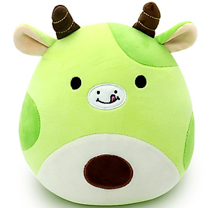 Gudisi Avocado Cow Plush Toy Pillow Cute Stuffed Animal Soft Plushie Doll Gift for Kids Boys Girls Green 12 inch