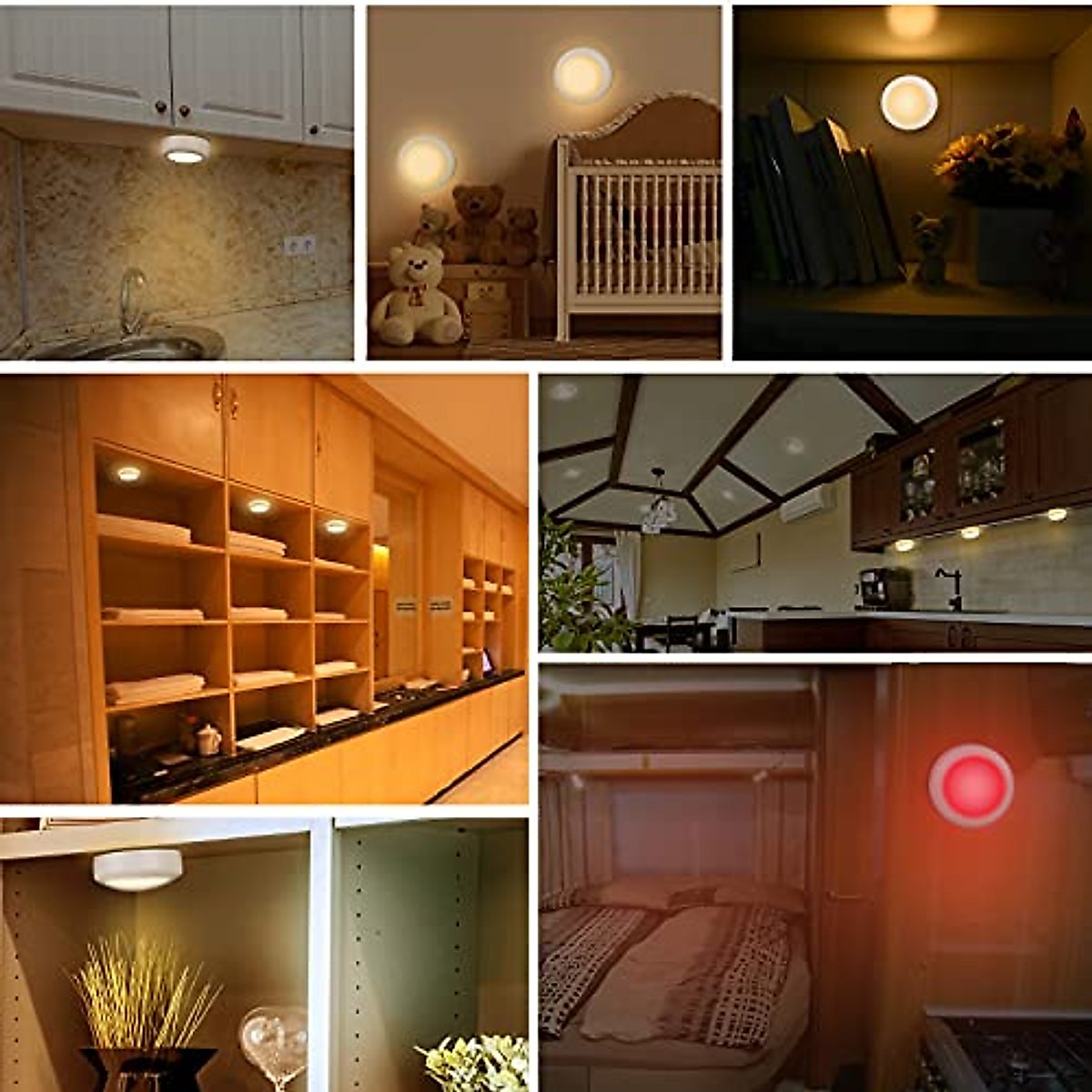 Cadrim Puck Lights, LED Color Changing Puck Lightings and Dimmable Under Cabinet Lights Battery Powered Under Counter Lights with Wireless Remote Controls for Kitchen(1 Pack)