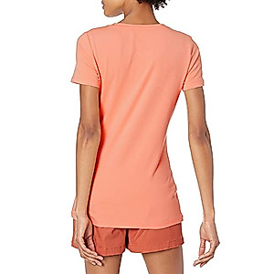 Amazon Essentials Women's Classic-Fit Short-Sleeve Crewneck T-Shirt, Pack of 2, Blue/Coral Orange, Medium