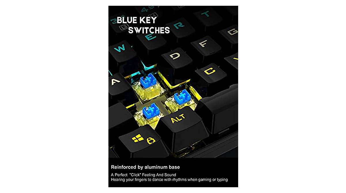 MIQ Mechanical Gaming Keyboard,Wired 104 Keys RGB Keyboard with Blue ...