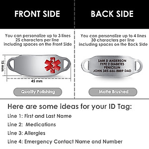 JF.JEWELRY Customized Medical Alert Bracelets for Women | Women's Stainless Steel Medical ID Bracelet | Allergy Medical Alert Bracelet | Free Engraving