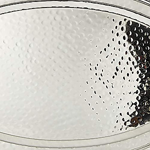 Elegance Golden Vine Hammered Stainless Steel Oval Tray, 16.5 by 10-Inch, Silver/Gold