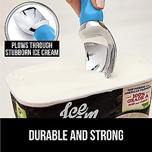 Gorilla Grip Large, Comfortable Handle, Heavy Duty Ice Cream Scoop, Professional Grade Scooper, Get Perfect Shape Scoops, Great for Spooning Frozen Hard Gelato and Sorbet, Cookie Dough, Melon, Aqua